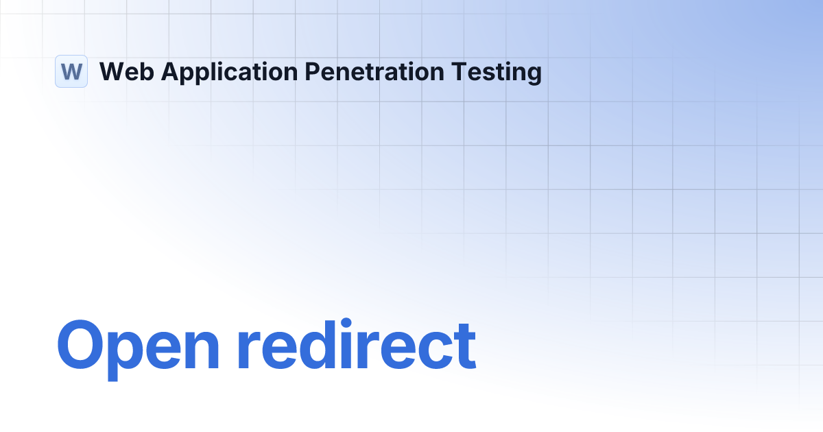 Open redirect | Web Application Penetration Testing
